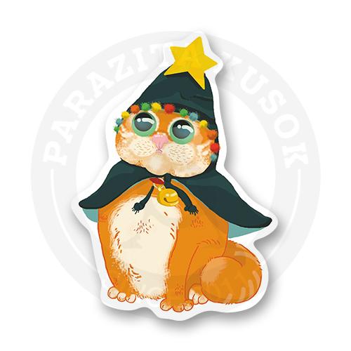 Купить стикер Стикер "Новогодний кот" - Животные